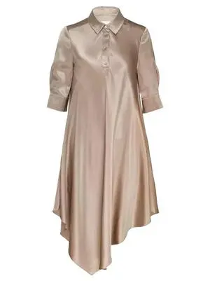 CLUB21 COLLECTION Asymmetric Shirt Dress - Neutrals