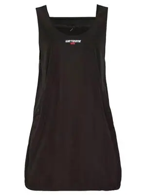 We11Done Layered Logo-print Dress - Black