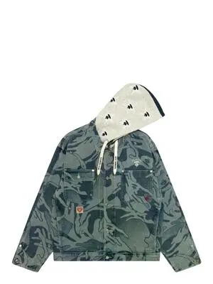 AAPE BY *A BATHING APE Moonface Hooded Camo Denim Jacket - Blue