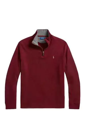 Polo Ralph Lauren Quarter-Zip Embroidered Logo Sweater Red