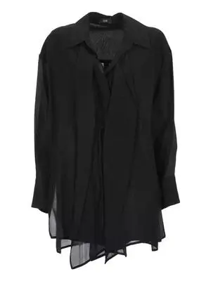 ELEH Semi-sheer Tie-fastening Shirt - Black