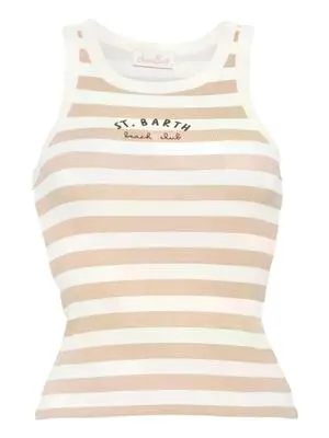 MC2 SAINT BARTH Striped Tank Top - Neutrals
