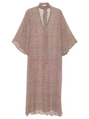 SIYU Geometric-print Midi Dress - Neutrals