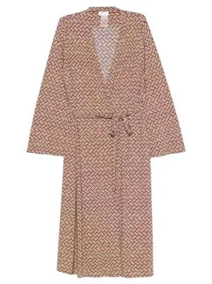 SIYU Geometric-pattern Wrap Midi Dress - Red