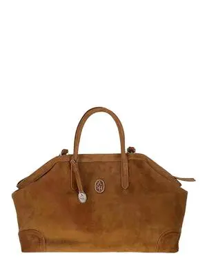 Ash Jaqueline Suede Shoulder Bag With Logo Plaque - Brown