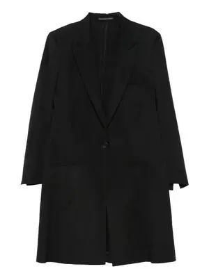 Yohji Yamamoto Asymmetric-panel Single-breasted Coat - Black