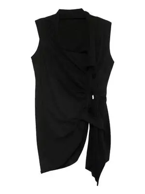 Yohji Yamamoto Draped Knot-detail Top - Black