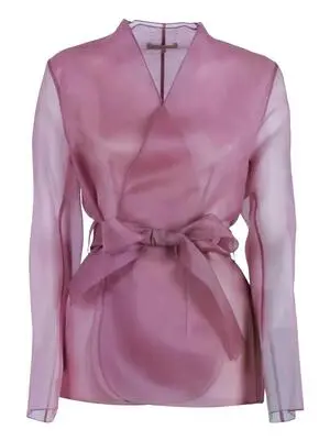 Antonelli Firenze Sheer Belted Jacket - Pink