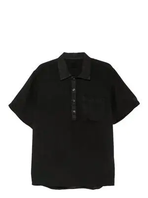 120% Lino Short-sleeve Chest-pocket Shirt - Black