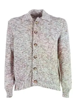 SETTEFILI CASHMERE Tweed-knit Polo-collar Cardigan - Neutrals