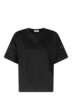 MEIMEIJ T-Shirt With Floral Appliqué Black