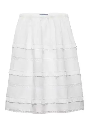 Prada Embroidered Linen Skirt - White