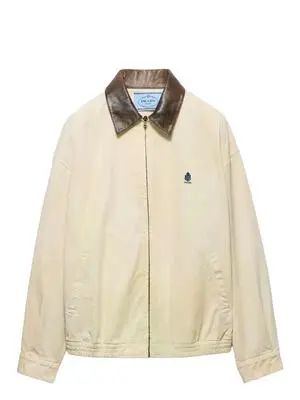 Prada Embroidered Gabardine Blouson Jacket - Neutrals