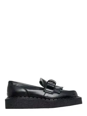 Comme Des Garçons Bow-detail Fringed Loafers - Black