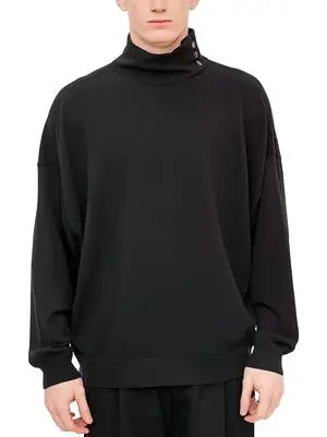 DEVOA Buttoned High-neck Sweater - Black