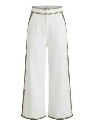 SCARLETT POPPIES Wide Leg Trousers With Gold Trim