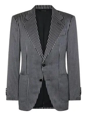 TOM FORD Silk Stripe Single-breasted Blazer - Black