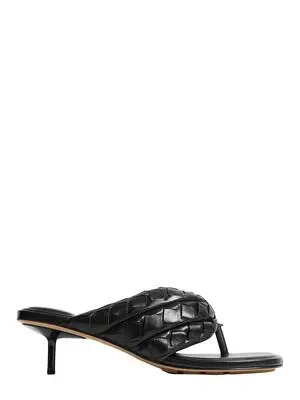 Bottega Veneta Leather Salsa Kitten Heel Sandals - Black