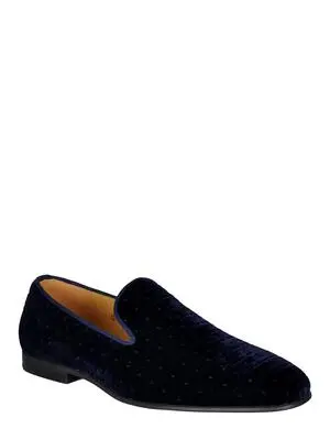 DAVID WEJ Alberto Velvet Pattern Loafers - Blue