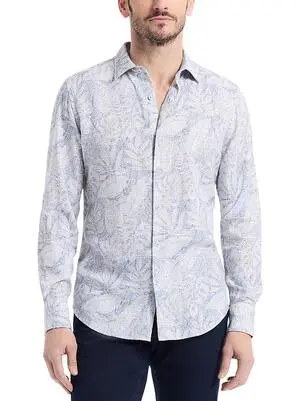 Robert Graham Winesap Leaf Pattern Shirt - Slate Blue