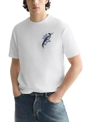 Scotch & Soda Delfts Blauw Front And Back Artwork Relaxed Fit T Shirt - Bright White