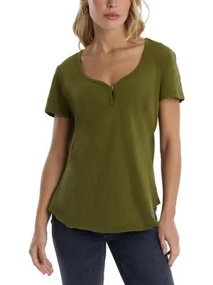 Wilt Short Sleeve Cotton Slub Henley Tee - Moss