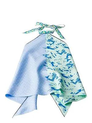 Prada Printed Silk Twill Top - Light Blue