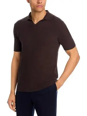 Boglioli Garment Dye Pique Knit Johnny Collar Polo - Brown