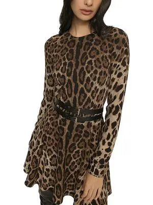 Dolce & Gabbana Cady Print Mini Dress - Leopard