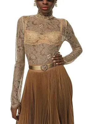 Dolce & Gabbana Dolce & Gabbana Floral Lace Turtleneck Blouse M