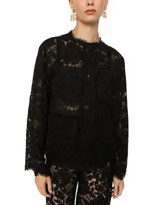 Dolce & Gabbana Single-breasted Lace Jacket - Black