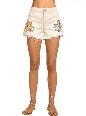 Ramy Brook Embroidered Cotton Shorts - White Embroidered