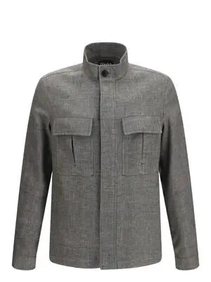 Zegna High-neck Flap-pocket Shirt Jacket Grey