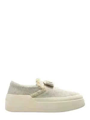 FERRAGAMO Fringed Logo-plaque Sneakers - Neutrals