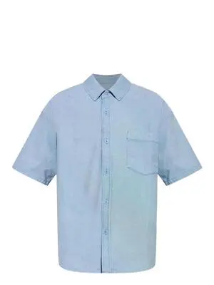 American Vintage Short-sleeve Chest-pocket Shirt - Blue