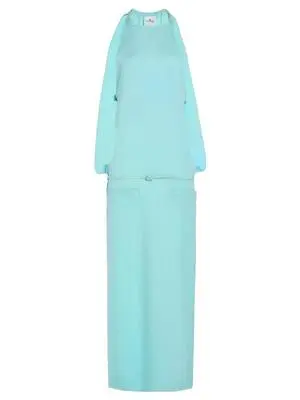 COURREGES Belted Cut-out Maxi Dress - Blue