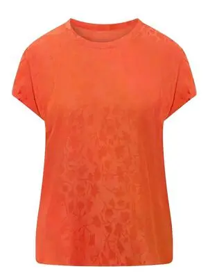 Pinko Floral-jacquard Short-sleeve Blouse - Orange