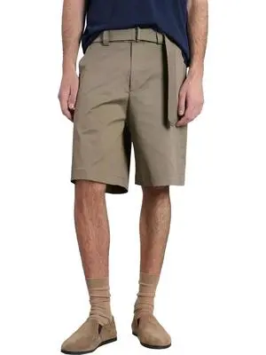 LOW BRAND Belted Twill Shorts - Neutrals