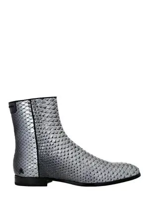 Philipp Plein Python Leather Ankle Boots - Silver