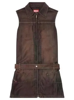 DIESEL® Belted Sleeveless Denim Dress - Brown