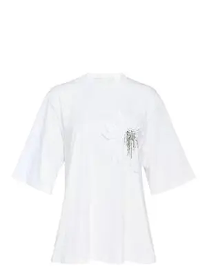 3.1 Phillip Lim Trapeze Floral-applique T-shirt - White