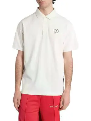 Palm Angels Logo-patch Polo Shirt - Neutrals