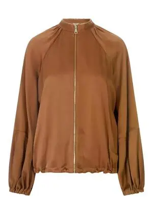 Fabiana Filippi Pleated-sleeve Zip-up Jacket - Brown