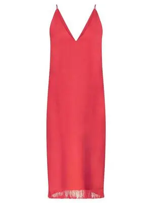 FFORME Bella Fringed Midi Dress - Red