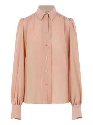 Valentino Garavani Pleated Long-sleeve Blouse - Pink