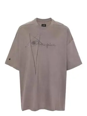 Rick Owens Logo-embroidered Cotton T-shirt - Grey