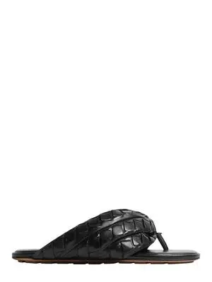 Bottega Veneta Lambskin Intrecciato Sandals - Black