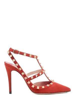 Valentino Garavani Rockstud Suede Pumps - Red