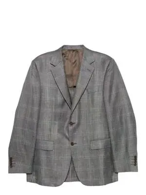 Canali Check-pattern Single-breasted Blazer - Grey