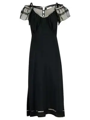 Rabanne Mesh-panelled Cold-shoulder Midi Dress - Black